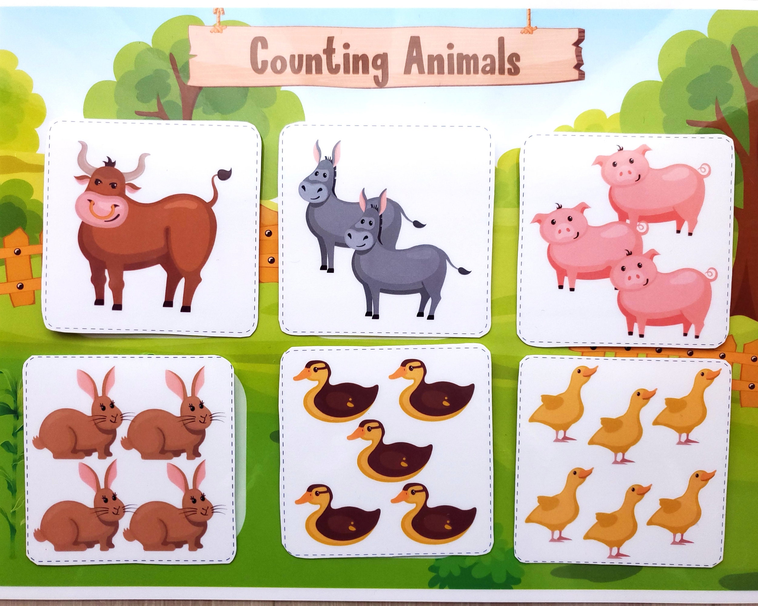 Preschool Math, Counting Animals Printable, Montessori Number Activity ...