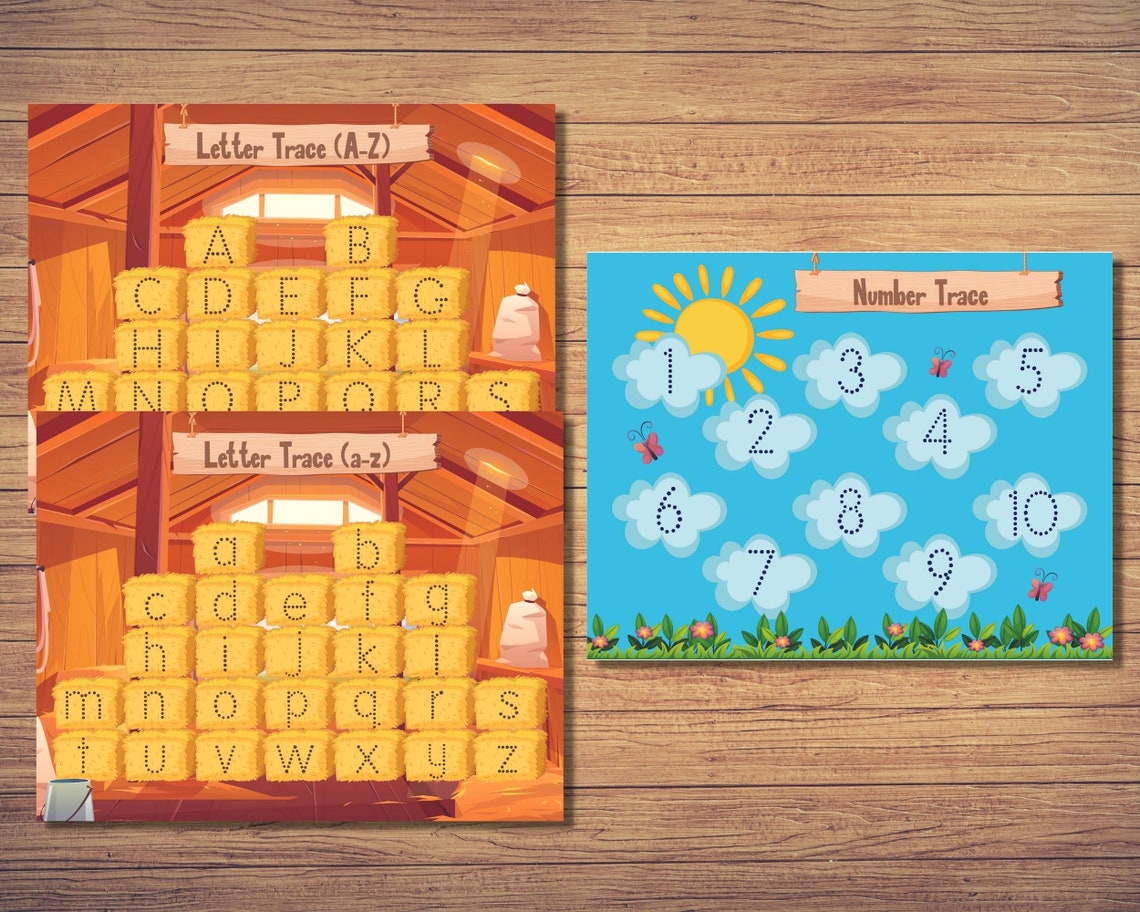 Busy Book Printable Farm Alphabet Tracing Worksheets Upper - Etsy