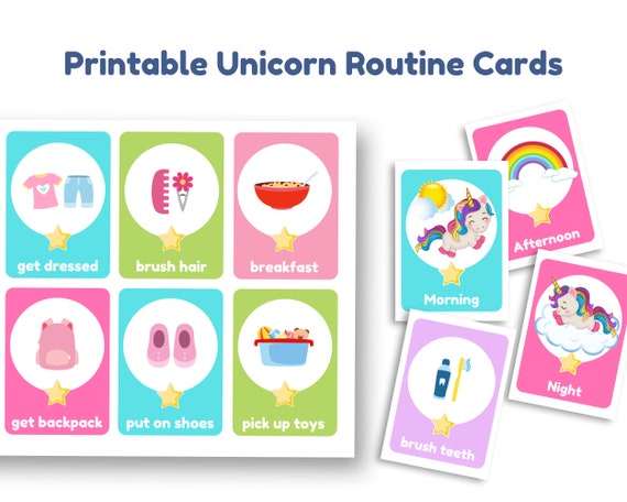 Unicorn Printable Routine Cards for Toddler and Preschoolers | Etsy