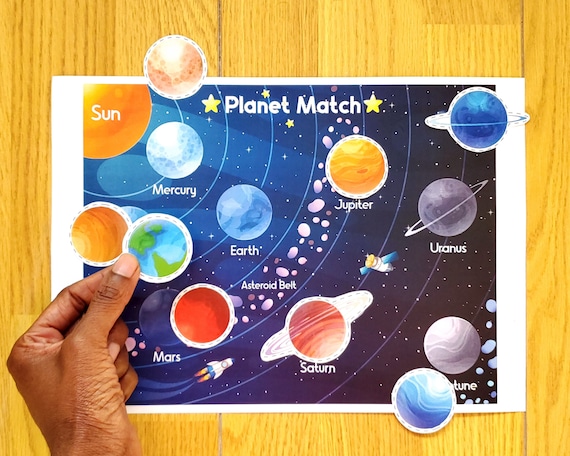 Planet Match Printable Solar System Montessori Activity for | Etsy