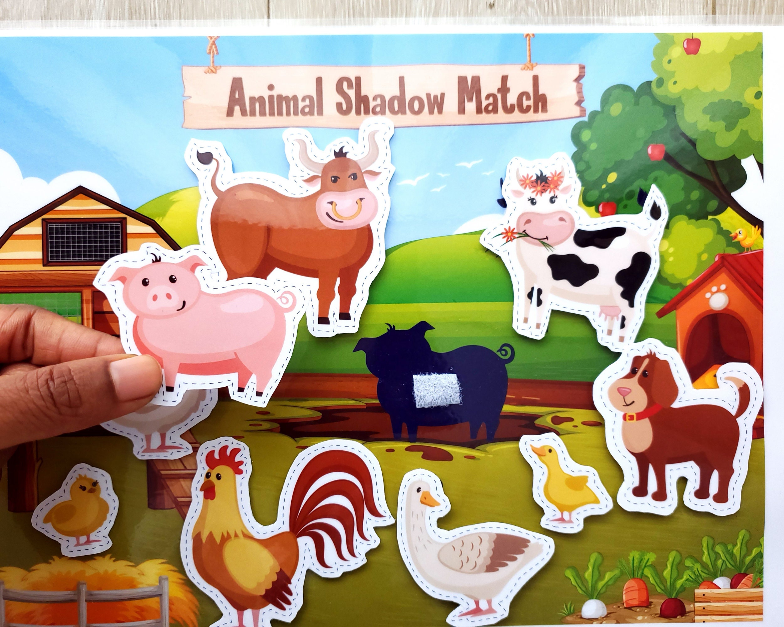 Busy Book Printable Farm Animal Matching Worksheet for Toddler Learning ...