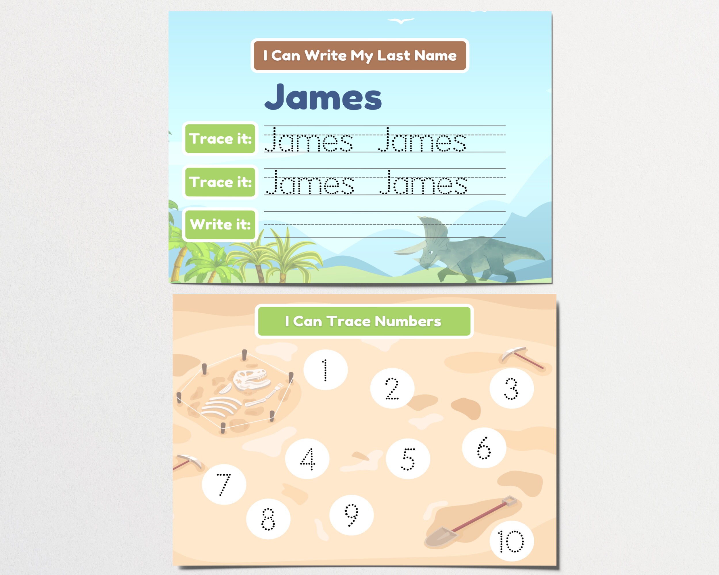 Dinosaur Name Tracing Sheet, Custom Handwriting Practice Worksheet for ...