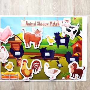 Busy Book Printable Farm Animal Matching Worksheet for Toddler Learning ...