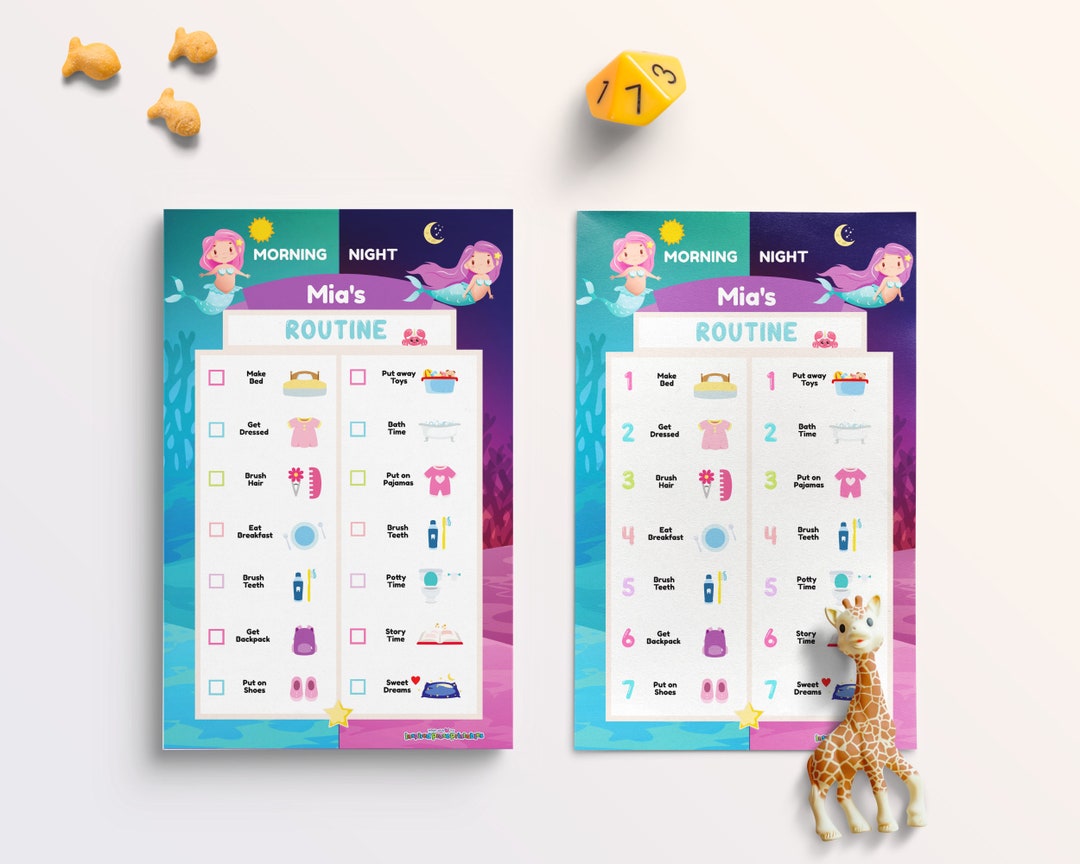 Dry Erase Custom Chore Chart, Mermaid, Build A Morning Bedtime Routine ...