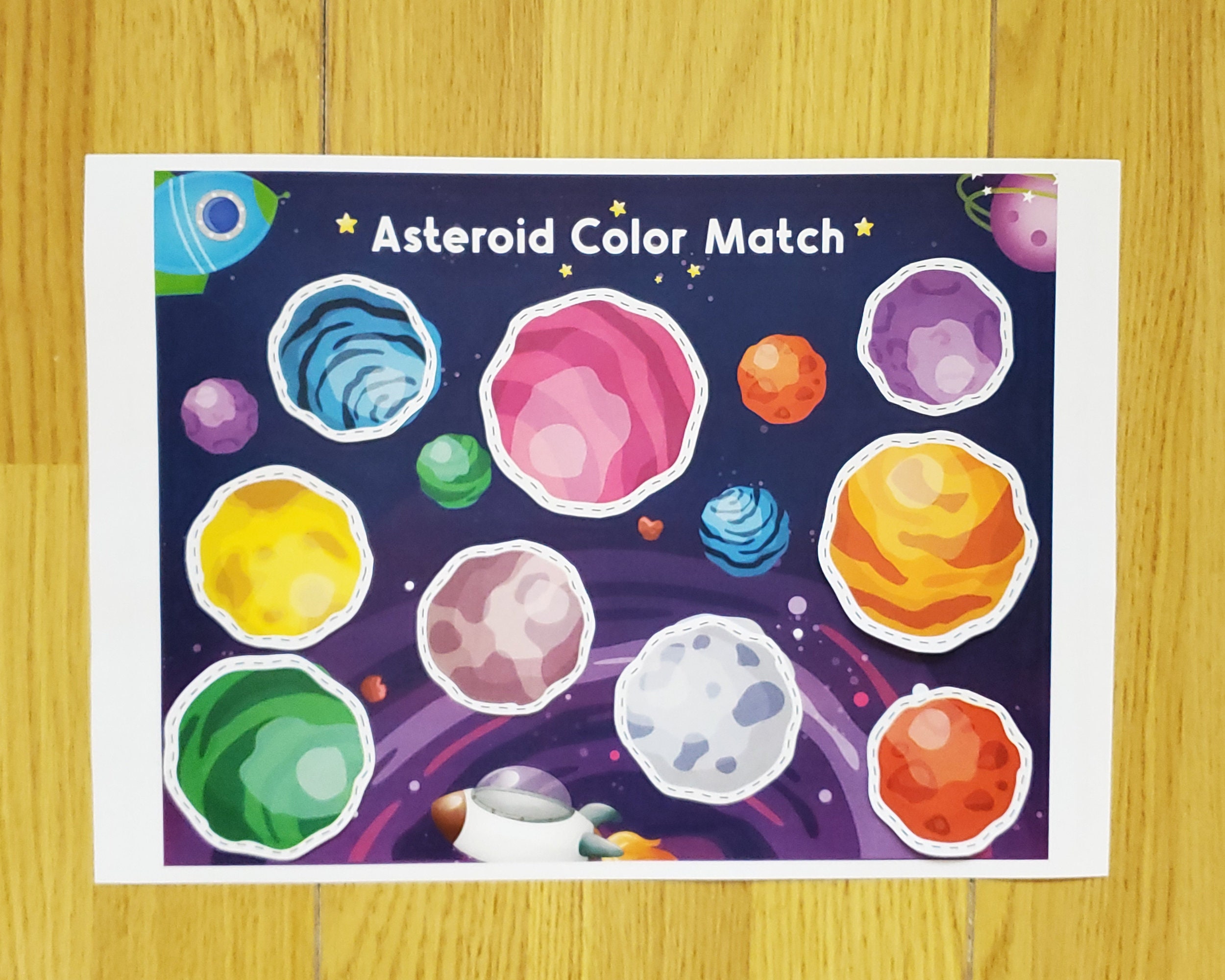 Asteroid Color Sorting Activity, Outer Space Color Matching Printable ...