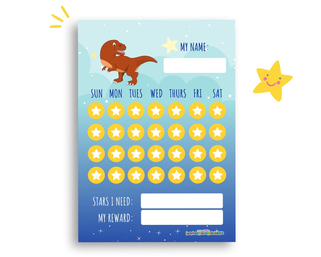 Dinosaur Sticker Reward Chart Printable, Kid Behavior Chart, Also Use ...