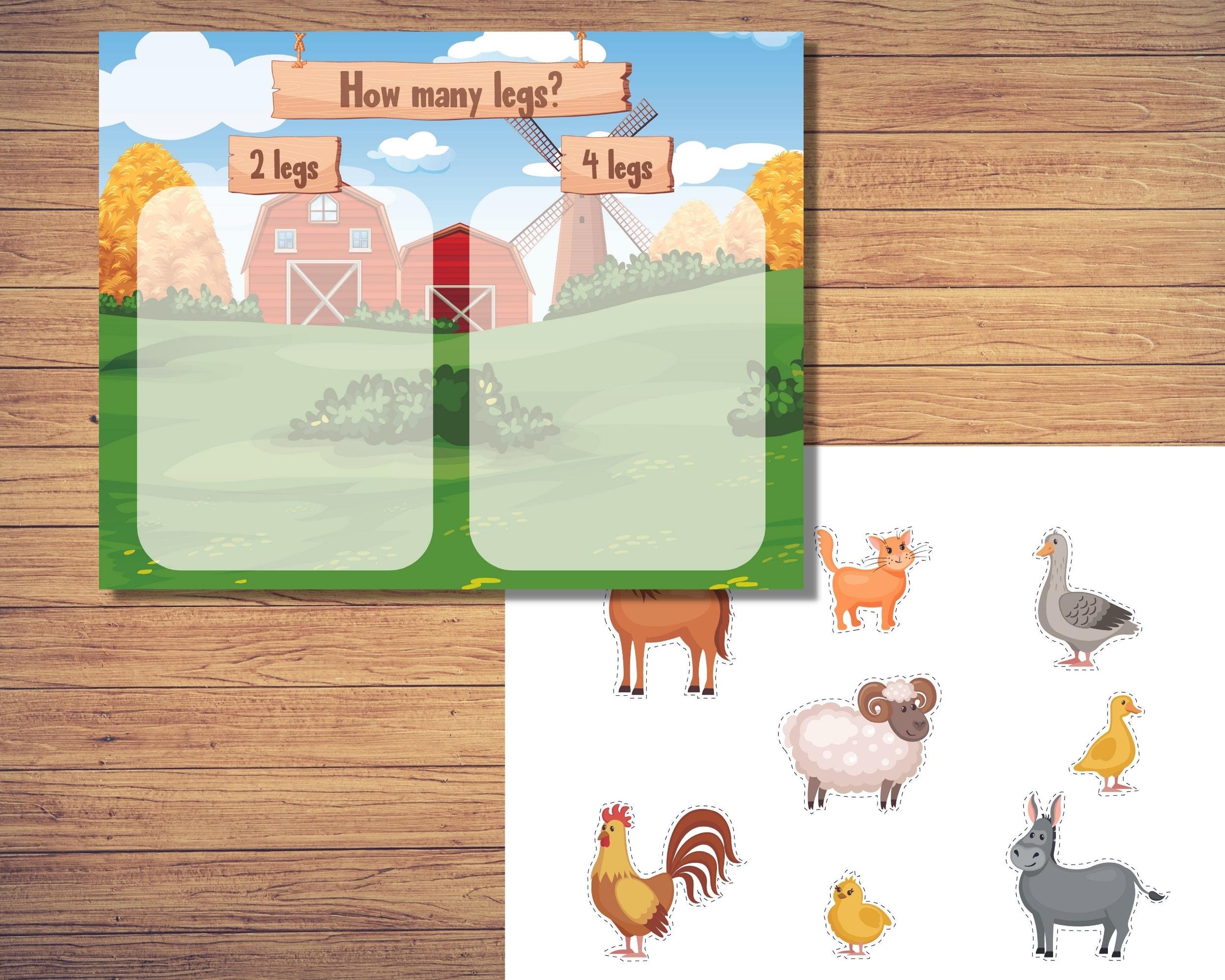 Preschool Math Number Printable Montessori Farm Animal - Etsy