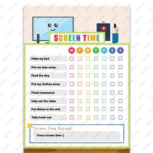 Screen Time Checklist, Technology Tracker, Printable Resonsibility ...