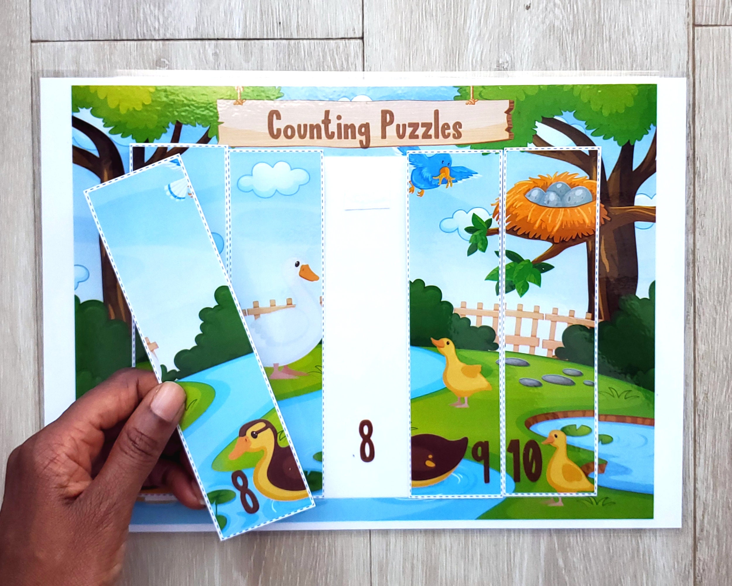 Preschool Math Printable, Montessori Counting Puzzle and Number ...