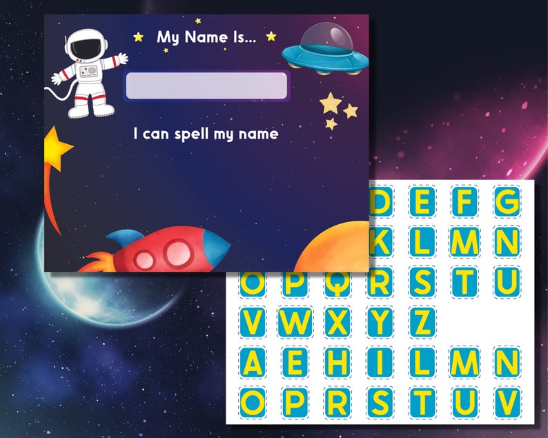 Space Name Spelling Activity, Printable Preschool All About Me Exercise ...