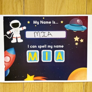 Space Name Spelling Activity, Printable Preschool All About Me Exercise ...