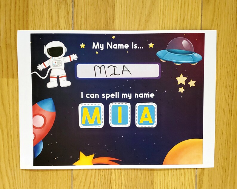 Space Name Spelling Activity, Printable Preschool All About Me Exercise ...