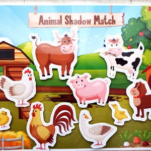 Busy Book Printable Farm Animal Matching Worksheet for Toddler Learning ...