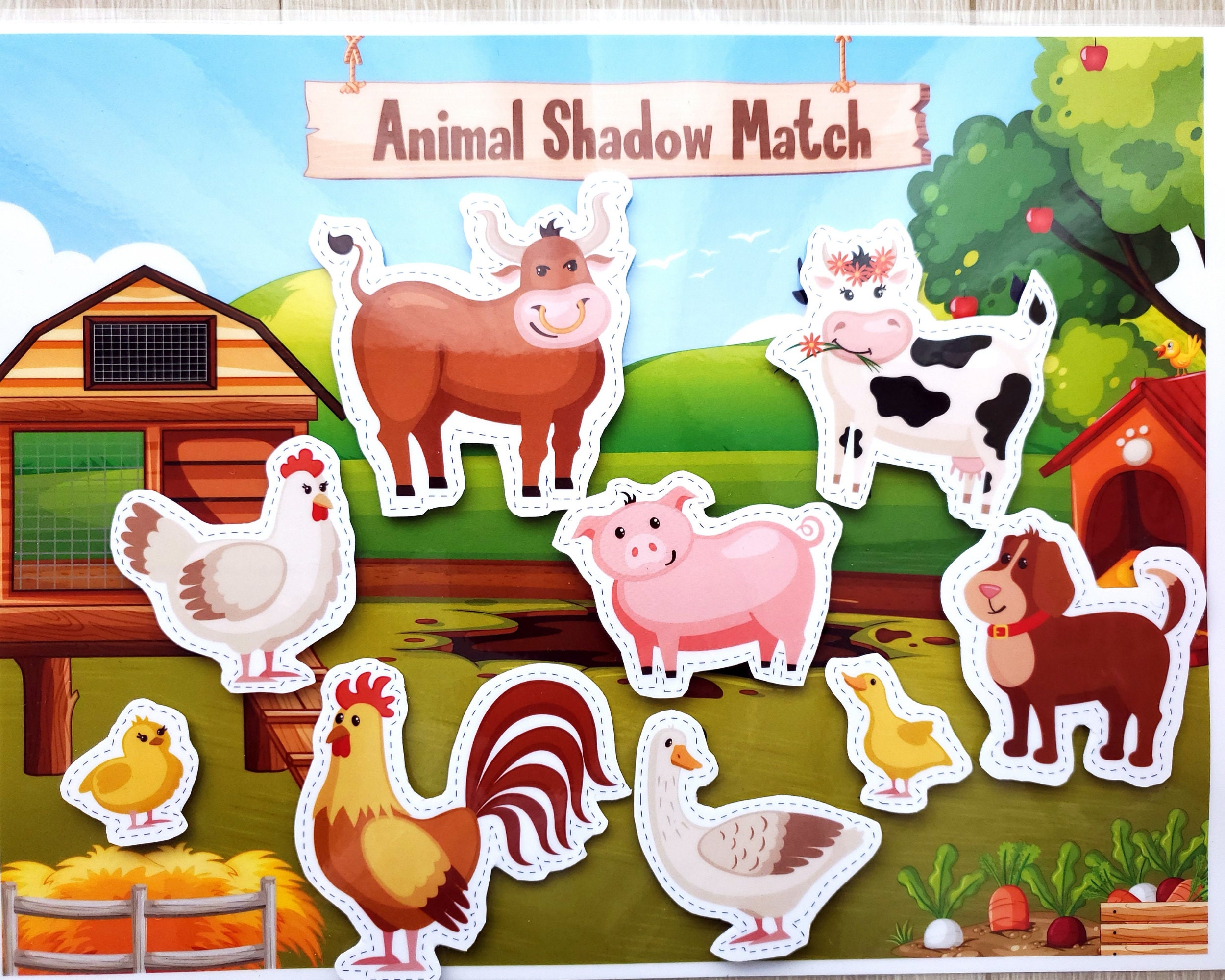 Busy Book Printable Farm Animal Matching Worksheet for Toddler Learning ...
