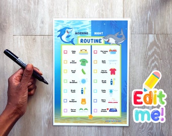 Editable Chore Chart Printable Morning Bedtime Routine - Etsy