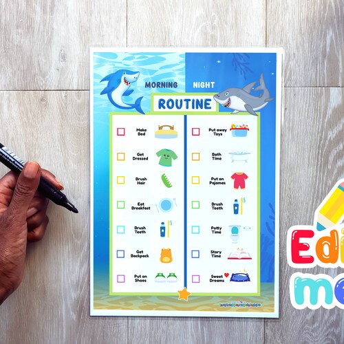 Kids Morning/bedtime Checklist Printable Chore Chart Kid - Etsy