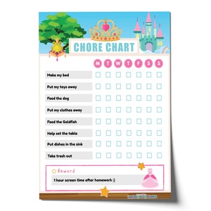 Chore Chart for Kids Printable | Princess Daily Routine Chart - Etsy