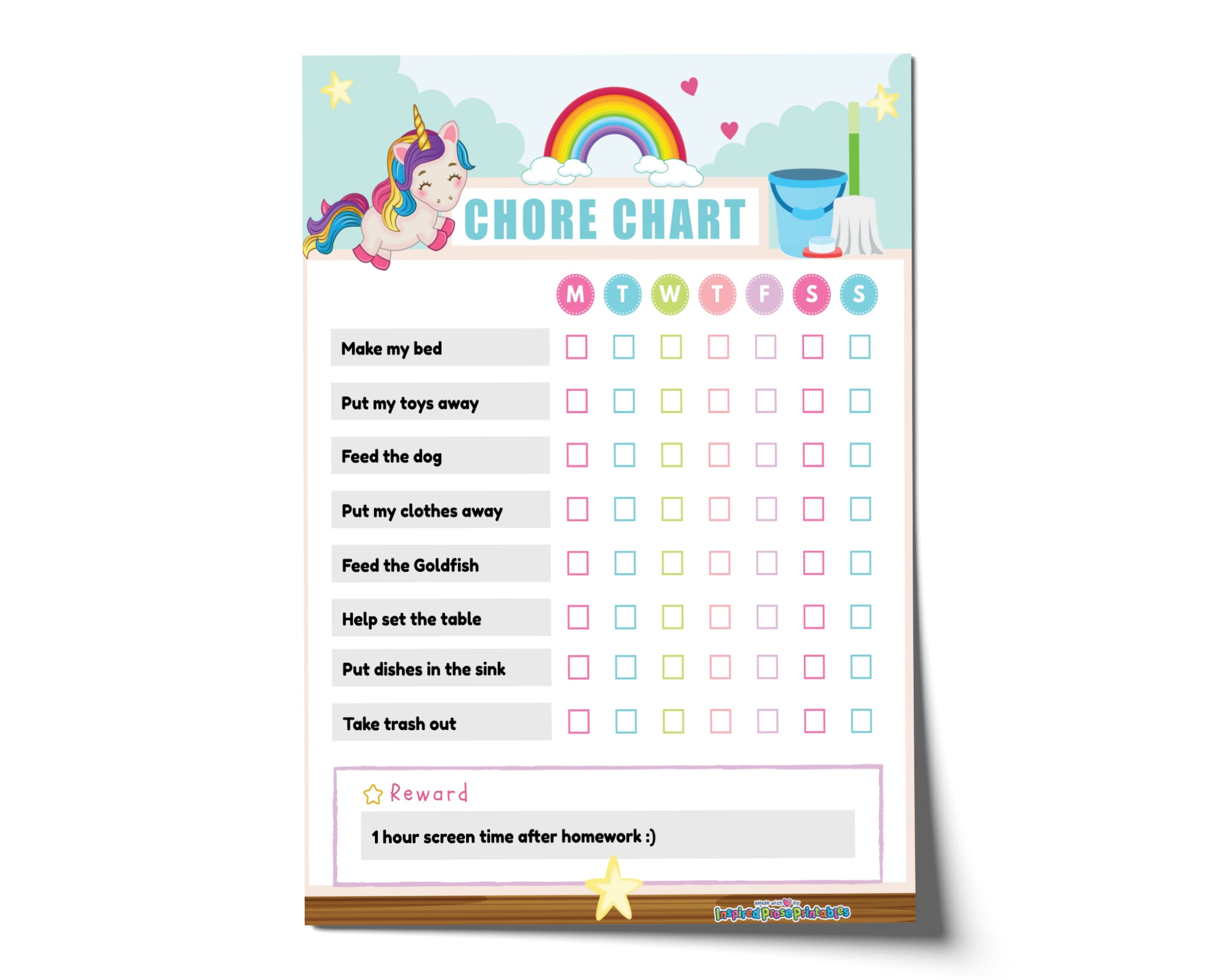 Chore Chart for Kids Printable | Unicorn Daily Routine Chart - Etsy