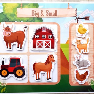 Preschool Printable Sorting Activities, Big and Small Activity Mat ...