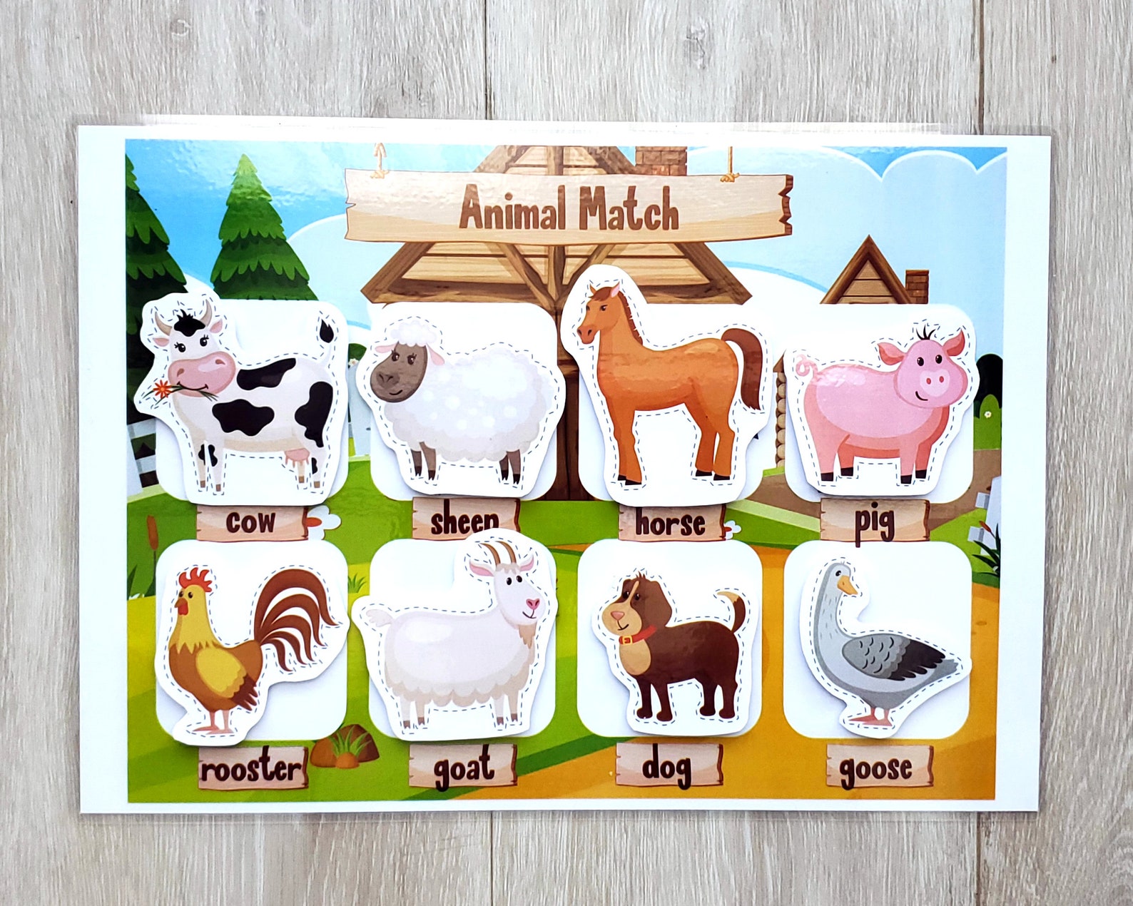 Animal Matching Game, on the Farm Busy Book Printable Worksheet for ...
