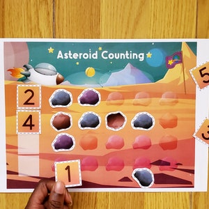 Asteroid Counting Activity for Learning Numbers and Addition, Preschool ...