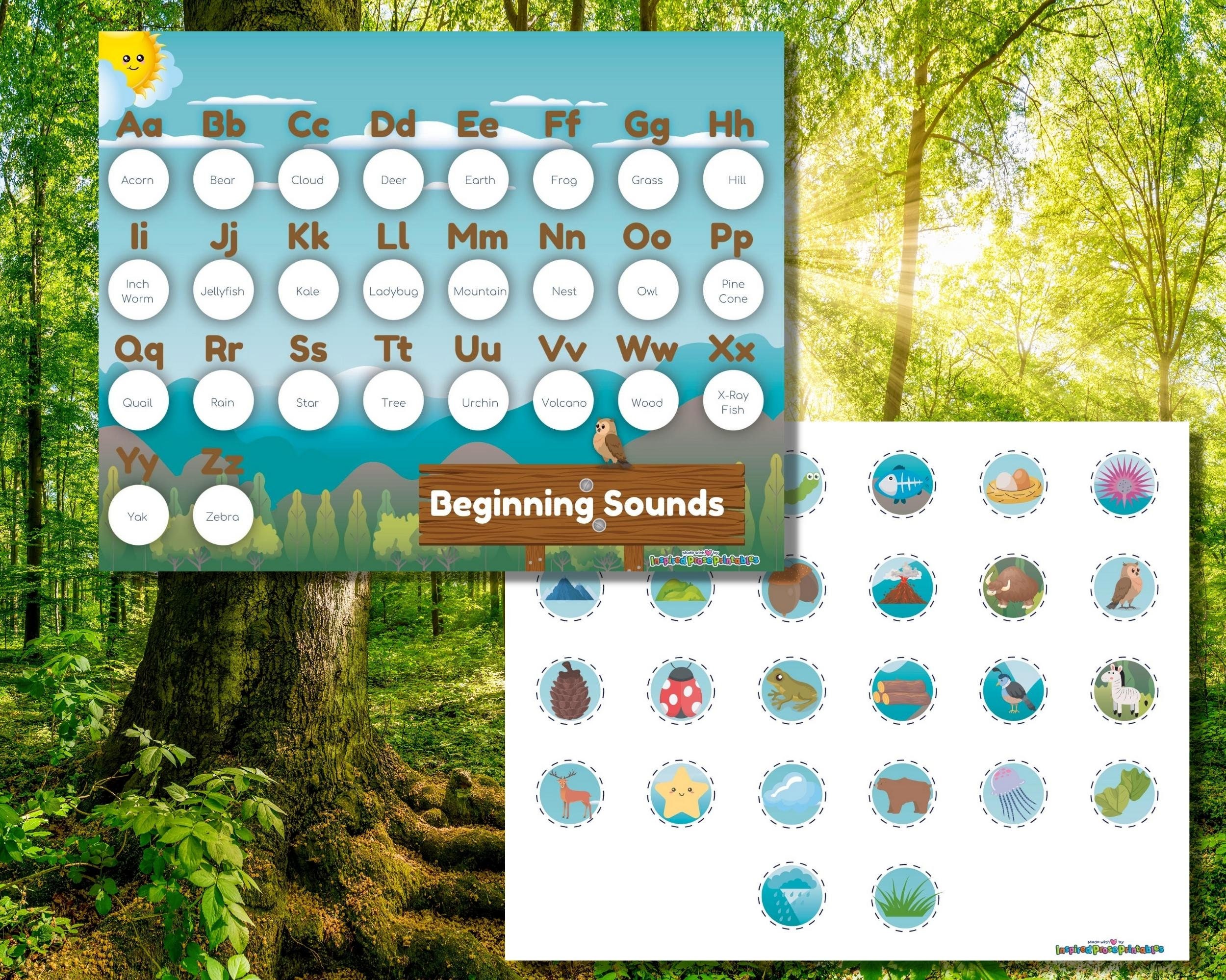 Nature Beginning Sounds Worksheet, Kindergarten Phonics for Learning to ...