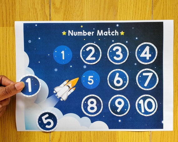 Space Number Matching Printable Montessori Counting Activity | Etsy