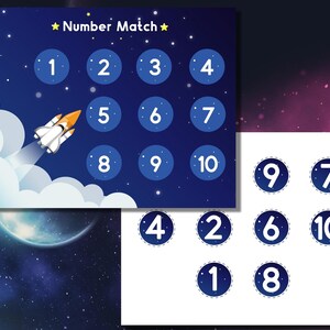 Space Number Matching Printable, Montessori Counting Activity ...