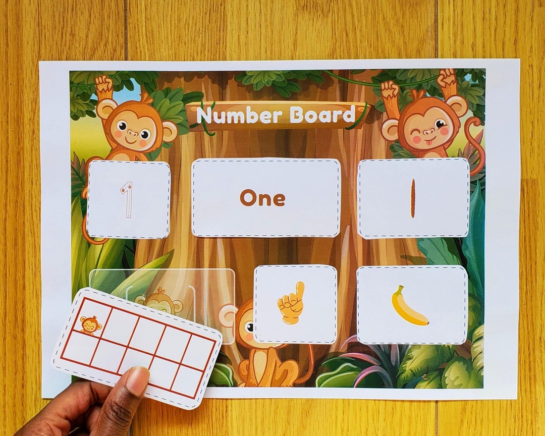 Monkey Number Counting Board: Preschool Math Activity (PDF) - Etsy