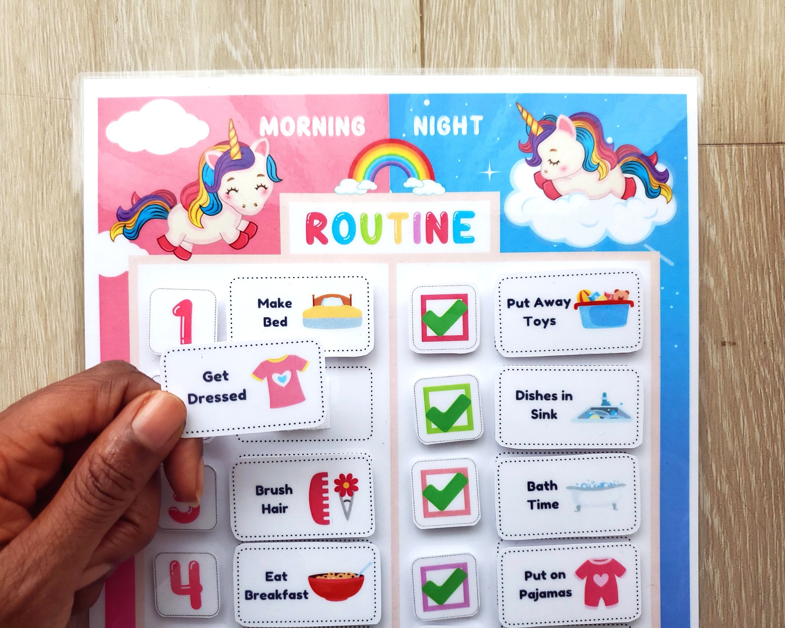 Visual Schedule, Unicorn, Chore Chart, Toddler Routine Chart, Morning ...