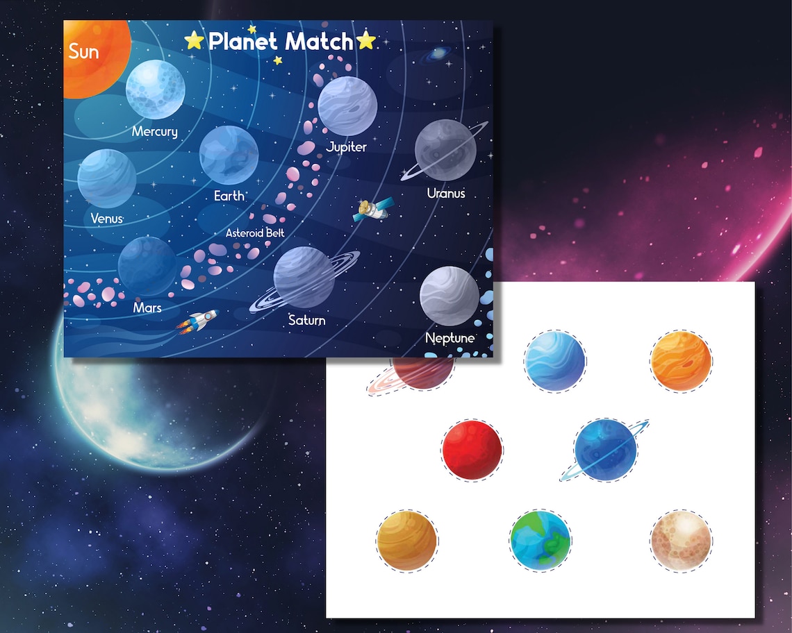 Planet Match Printable, Solar System Montessori Activity for Preschool ...