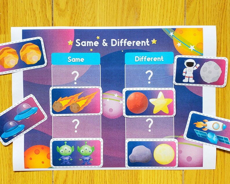Same Different Sorting Activity Outer Space Printable Life - Etsy