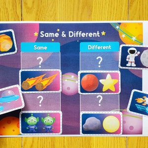 Same Different Sorting Activity, Outer Space Printable Life Skills ...