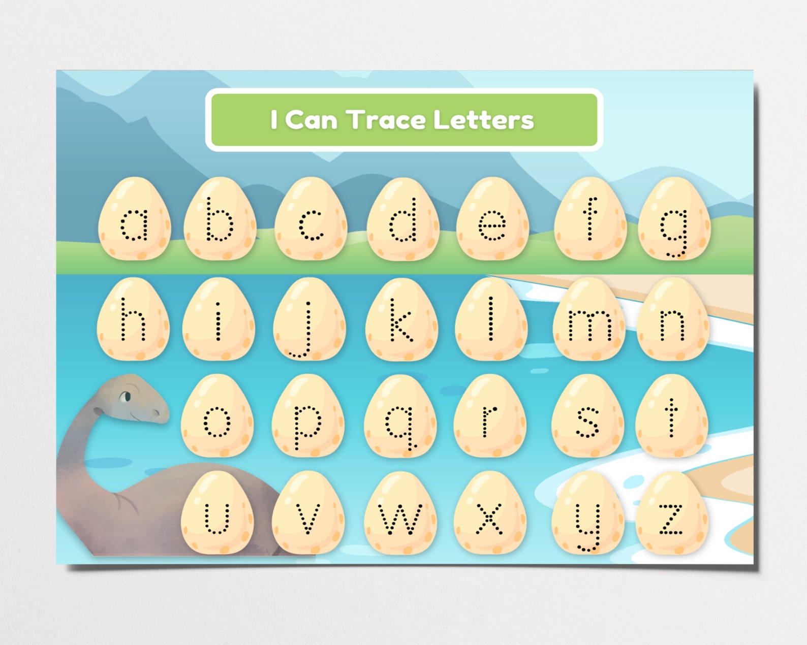 Printable Alphabet Tracing Worksheets With Dinosaur Upper Case and ...