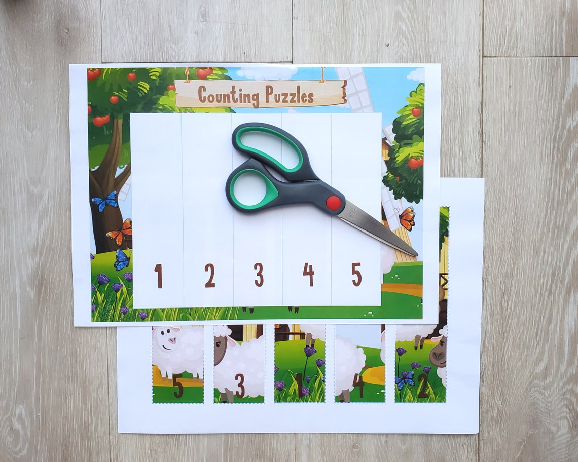 Preschool Math Printable, Montessori Counting Puzzle and Number ...