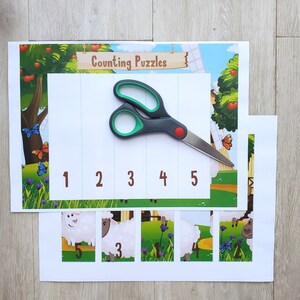Preschool Math Printable, Montessori Counting Puzzle and Number ...
