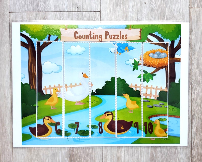 Preschool Math Printable, Montessori Counting Puzzle and Number ...