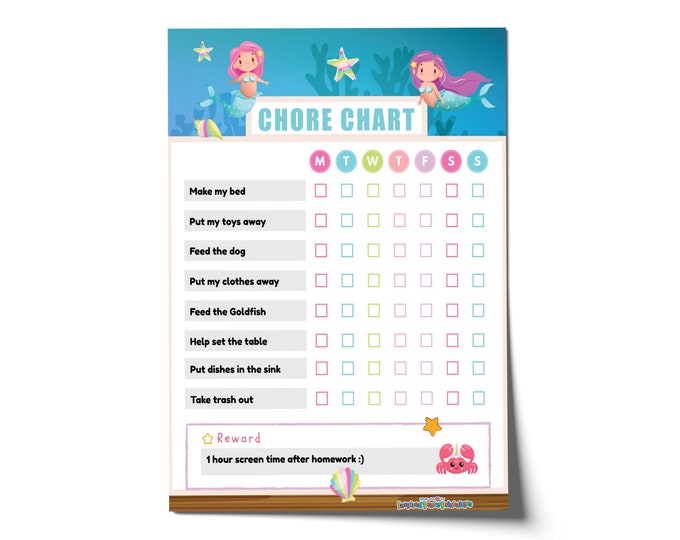 Daily Responsibilities Chore Chart | Daily Routine for Kids | Cute ...