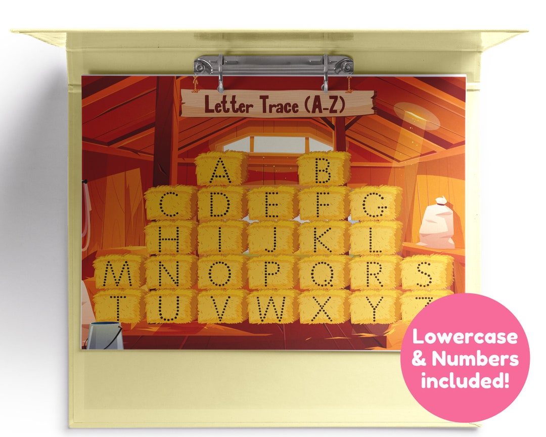 Busy Book Printable Farm Alphabet Tracing Worksheets, Upper Case and ...