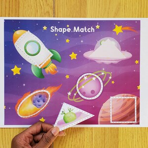 Space Shape Matching Worksheet, Learning Shapes Solar System Activity ...