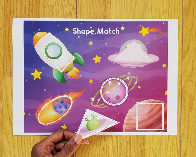 Space Shape Matching Worksheet, Learning Shapes Solar System Activity ...