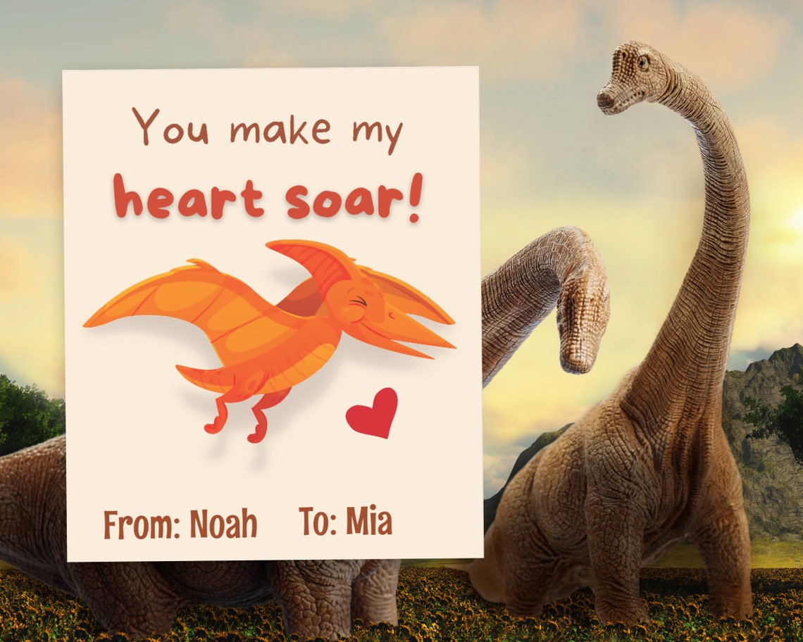 Printable Dinosaur Valentines Day Cards for Kids Dino Tags | Etsy