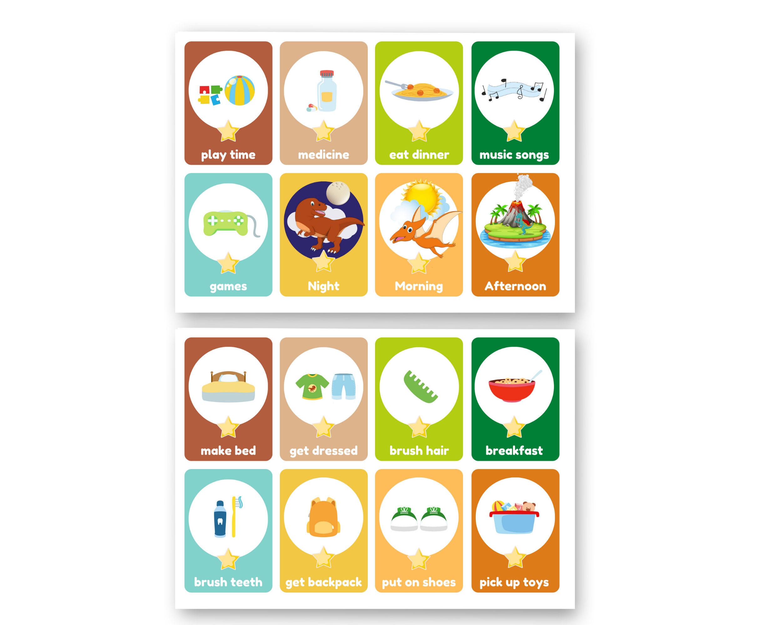 Dinosaur Routine Cards, Printable Daily Visual Schedule and Chore Cards ...