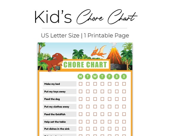Chore Chart for Kids Printable Dinosaur Daily Routine Chart | Etsy