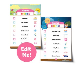 Editable Chore Chart Printable Morning Bedtime Routine - Etsy