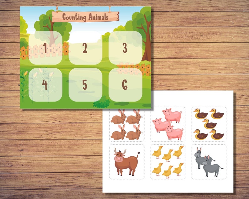 Preschool Math, Counting Animals Printable, Montessori Number Activity ...
