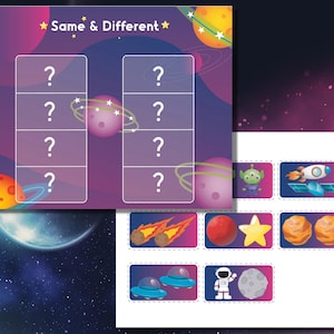 Same Different Sorting Activity, Outer Space Printable Life Skills ...