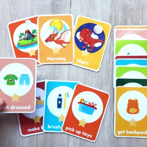 Dinosaur Routine Cards, Printable Daily Visual Schedule and Chore Cards ...