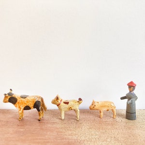 Miniature Antique Erzgebirge Figurines C1920, Hand-carved Wood Farm ...