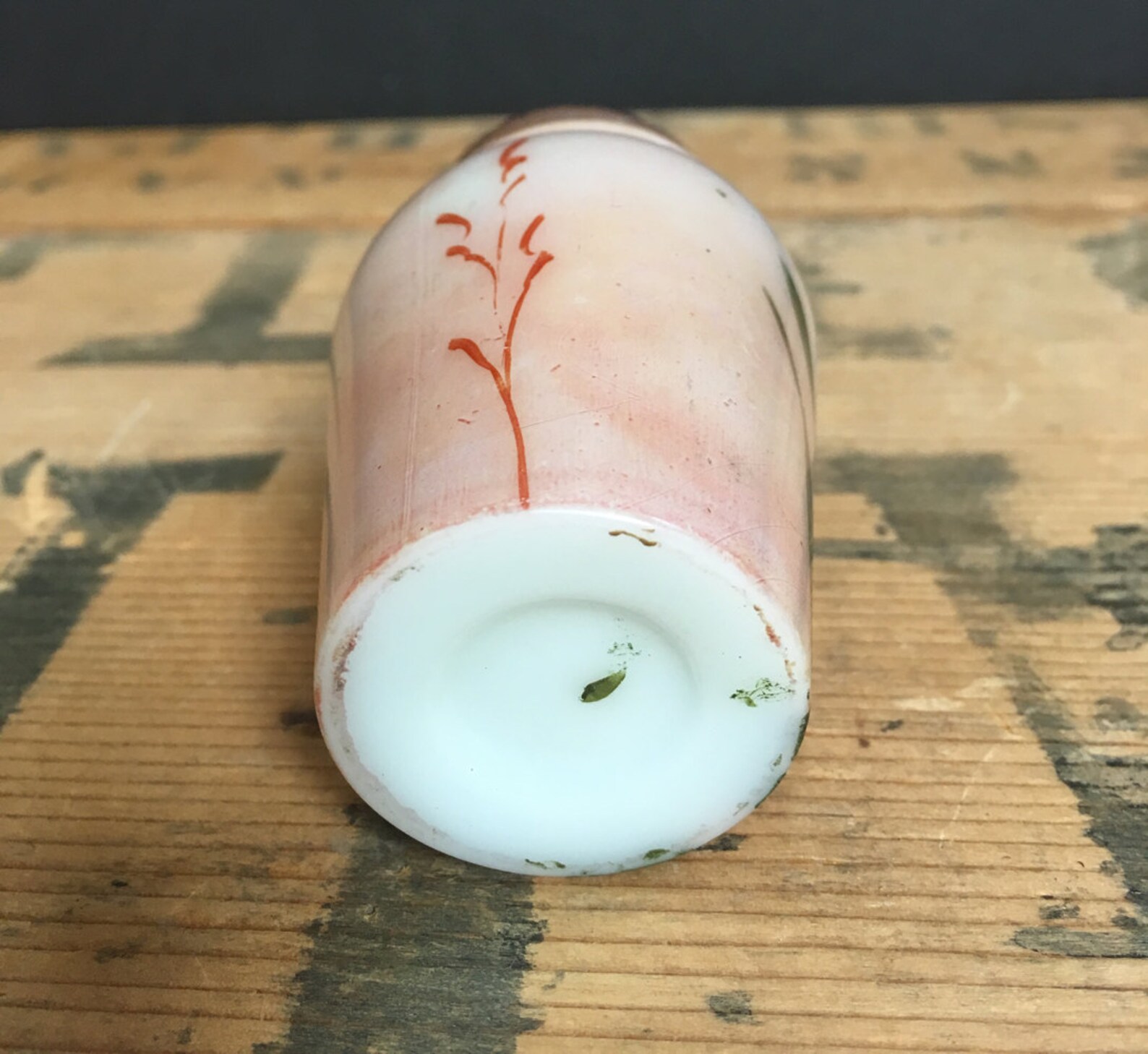 Victorian Milk Glass Muffineer or Shaker, Hand-painted With Butterfly ...